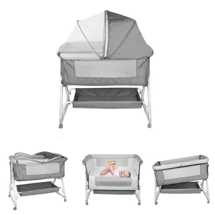 Gris Berceau Cododo avec un matelas de langer pour bébé, 3 en 1 Lit de ...