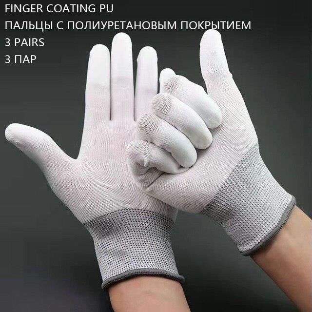 GANT DE CHANTIER,3 pairs WH finger PU-L--12 Paires Gants de Travail ...