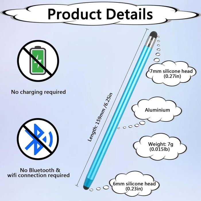 6 Pièces Stylet Tablette, 2 En 1 Stylo Tactile, Stylet Pour Tablette À ...