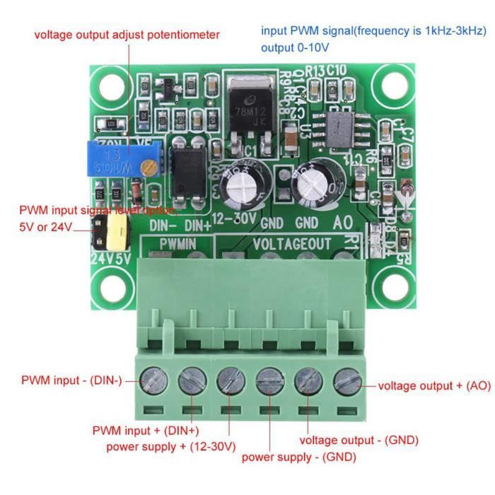 YAJ - Convertisseur signal / tension PWM 0-10V 1-3KHZ 0-10V PWM Signal à Module de convertisseur ...