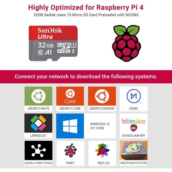LABISTS Raspberry Pi 4 Modèle B (4 B) 4Go RAM Starter Kit avec 32 Go ...