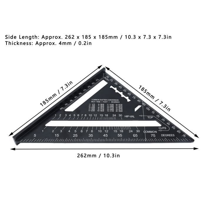 Cikonielf Règle triangulaire Triangle Ruler 7in Carpenter Square ...