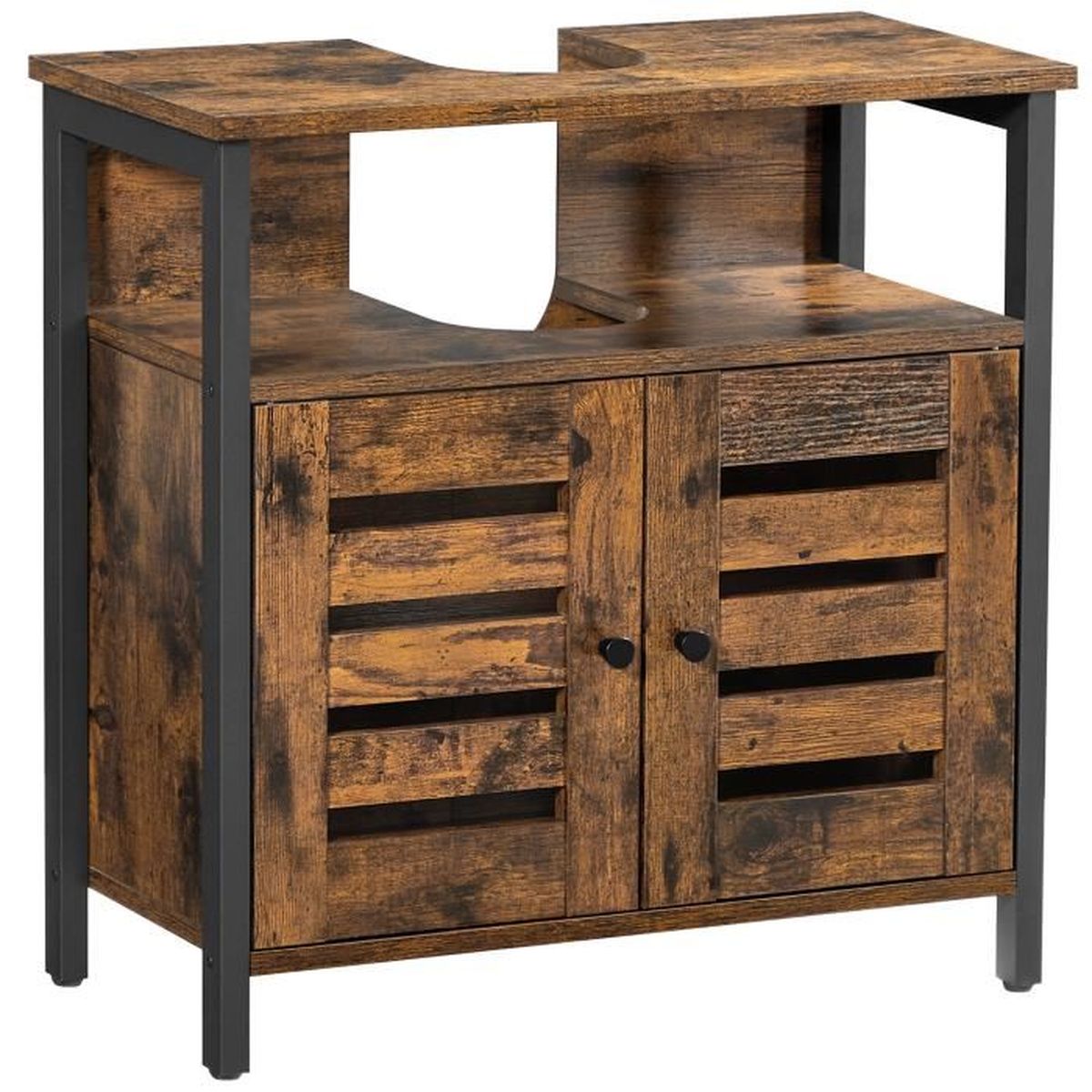 Meuble sous vasque - VASAGLE - Style Industriel - Portes persiennes ...