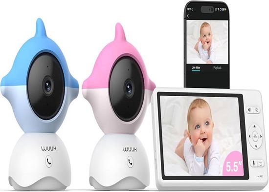 2K 5.5"Babyphone Camera,Video Camera Bebe Avec App,360°Ptz Surveillance ...
