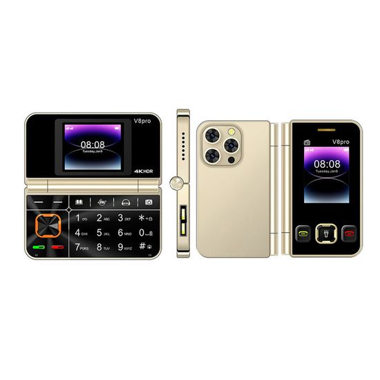 V8 Pro 2G Mini Feature Phone 1,77 pouces Double écran 0,8MP 1050mAh FM ...