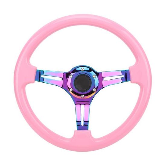 Ashata volant ABS 350mm/14in ABS Volant Rose 6 Trous Universel Volant ...