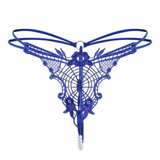 String Tanga pour Femme Lady Thong Sexy Dentelle Bleu Bleu - Cdiscount ...
