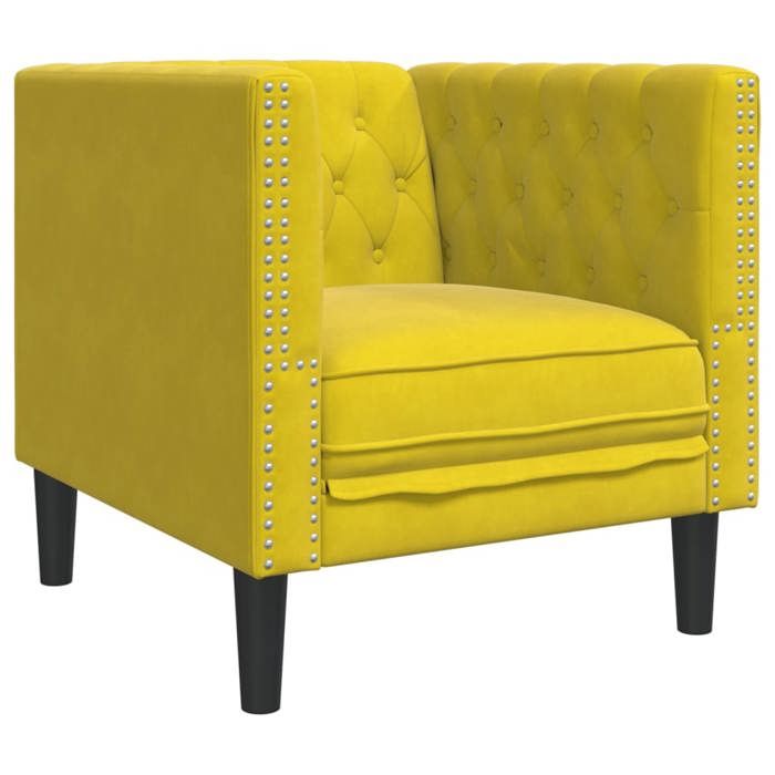 CHIC Chaise-Canapé - Fauteuil avec accoudoirs Chesterfield -jaune ...