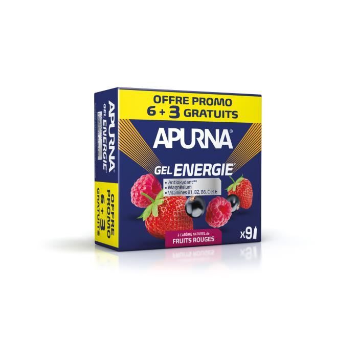 Lot de 6+3 gratuits gels Apurna Energie fruits rouges - 35g - bleu - TU ...