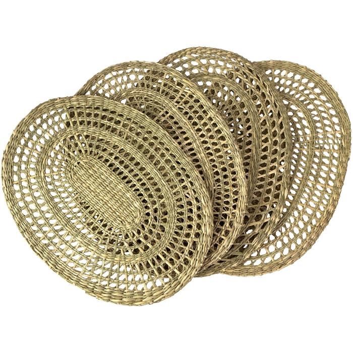 Lot de 4 sets de table ovales tissés pour table à manger, napperon ...