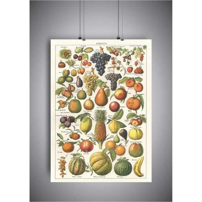 Poster Affiche Fruits tableau variété - A4 (21x29,7cm) - Cdiscount Maison