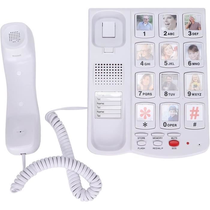 Innovations Téléphone Fixe à Numérotation Rapide Amplifiée à Mémoire Photo pour Personnes âgées ...