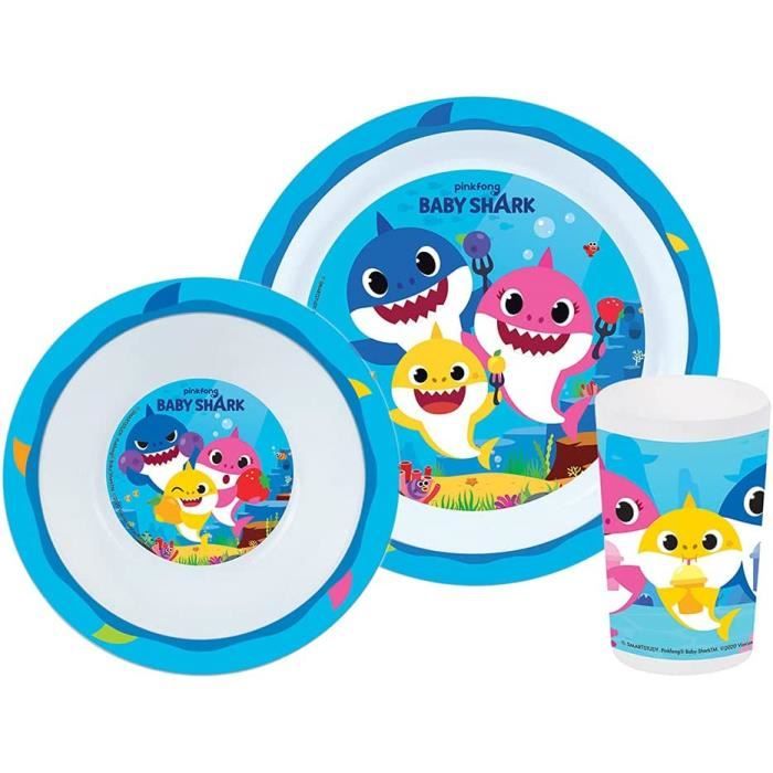 005976 BABY SHARK Ensemble repas composé d’une assiette plate Ø 22 cmd ...