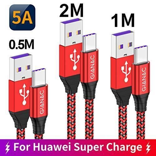 Câble USB Type C,GIANAC [0.5m 1m 2m/ Lot de 3] 5A Cordon Type C Synchro ...