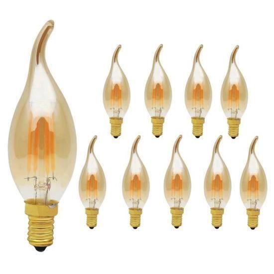 ELINKUME Lot de 10 Ampoules LED Filament E14 4W Équivalent 40W Blanc chaud 2700K 350LM Lampe LED ...