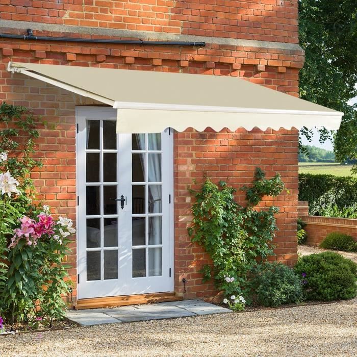 GOPLUS Store Banne Rétractable, Auvent d'Abri Manuel Résistant aux UV ...