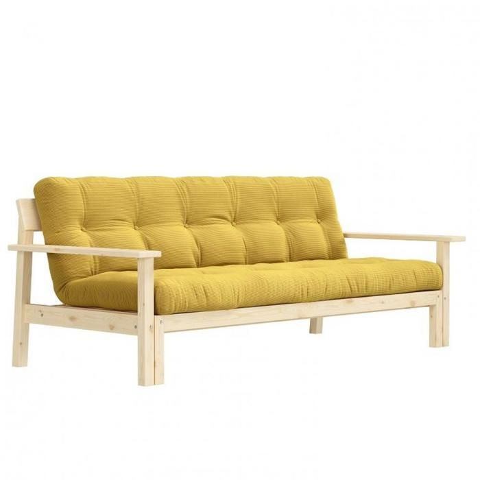 Canapé convertible futon UNWIND pin naturel coloris miel 130 x 190 cm ...