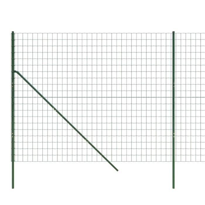 Clôture en treillis métallique vert 1,4x10 m acier galvanisé ...