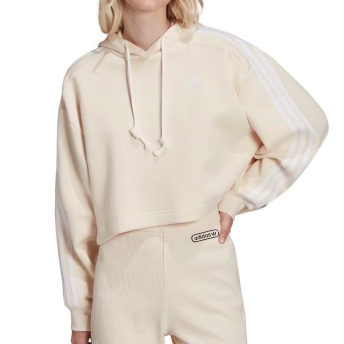 Sweat à Capuche Beige Femme Adidas HC2018 - Manches longues - Logo ...