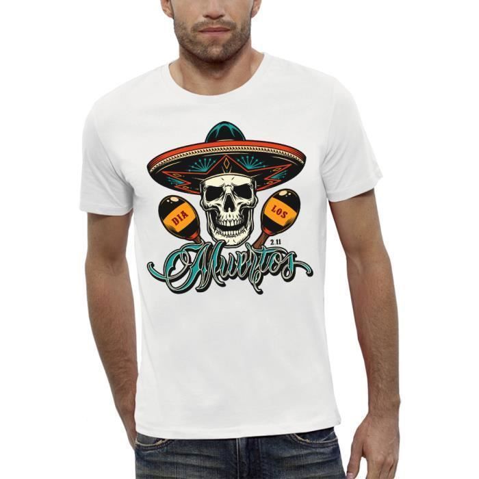 T-shirt CRANE MEXICAIN MARACAS - PIXEL EVOLUTION - Homme Blanc ...