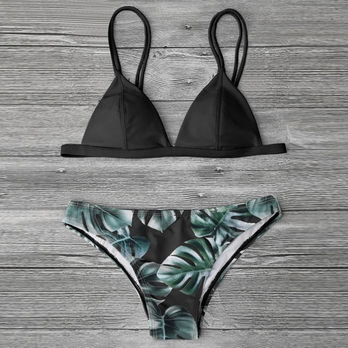 Maillot De Bain 2021 Sexy Feuille Imprimer Bikini Femme Maillot De Bain