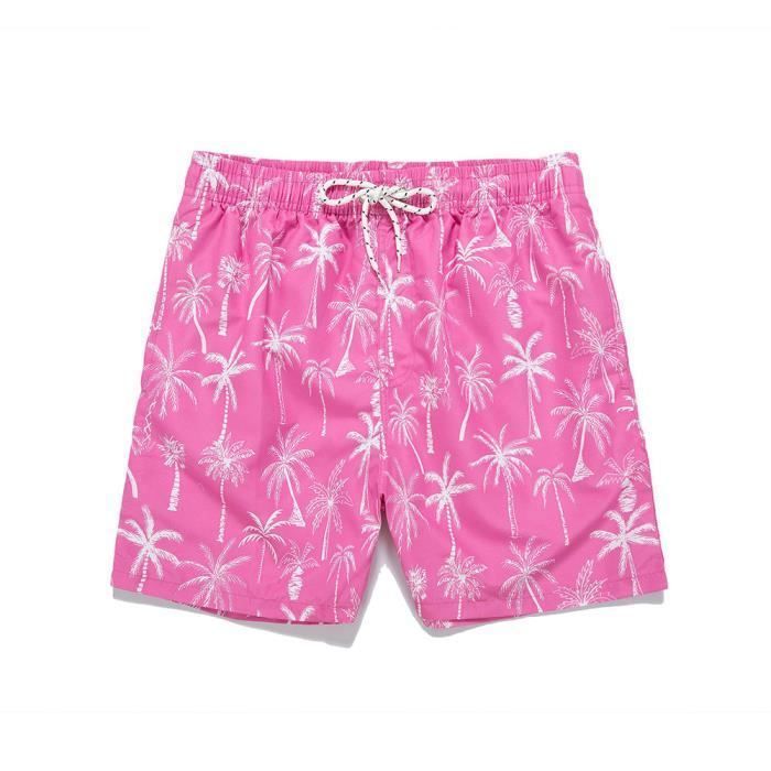 Short Homme de Plage - Sans Repassage - Rose - Coupe Droite Rose ...