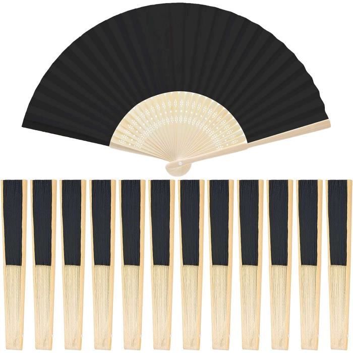 CINGHIA Éventail Bois,Éventail Femme,12 Pièces Evantaille Noir,Éventail ...