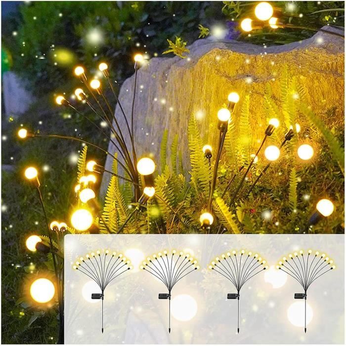 Luciole Solaire Exterieur Jardin, 4 Packs De 6 8 10 Led Lucioles Solaire Jardin, Etanche Ip65 ...