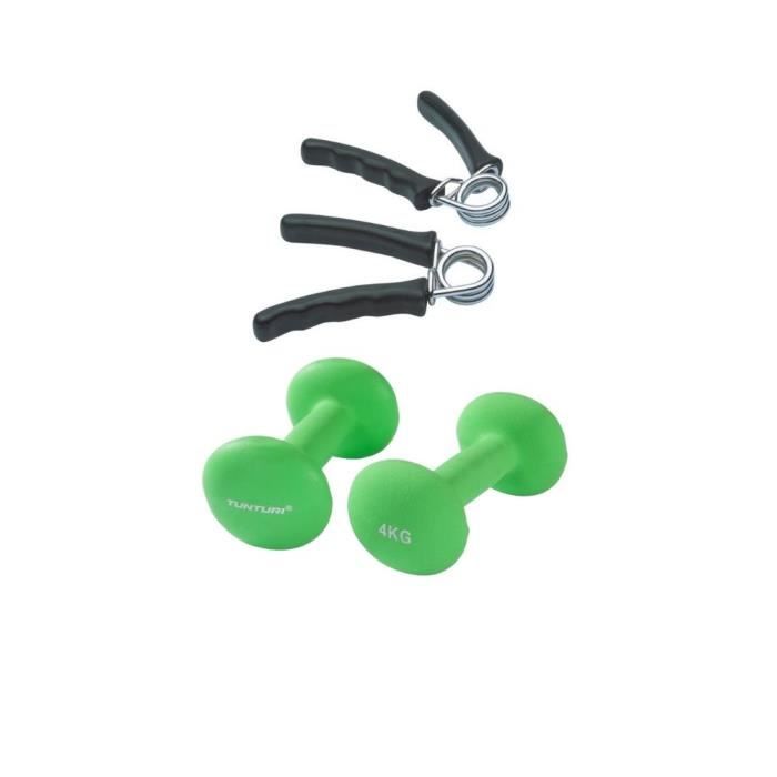 Tunturi - Ensemble de fitness - Haltères 2 x 4kg Néoprène & 2 Haltères ...