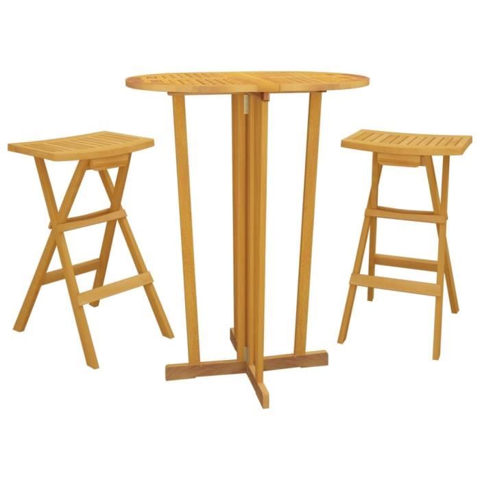 Ensemble de bar pliable 3 pcs Bois de teck massif BigBen - Cdiscount Maison