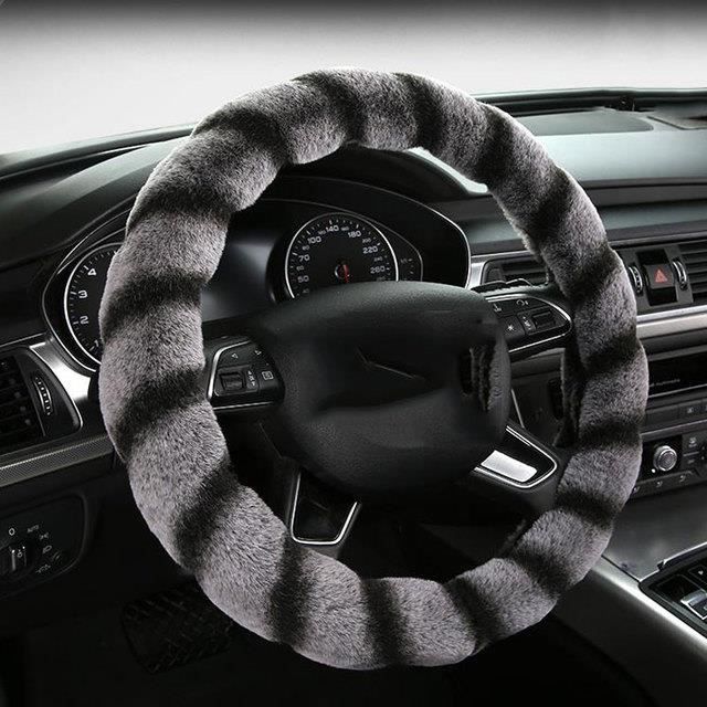 Couverture de volant,GRAY--Housse De Volant De Voiture En Peluche, Doux ...