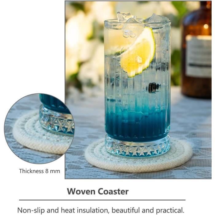 Lot de 6 sous Verre Boisson Dessous de Verre Rond, Cup Table Coaster ...