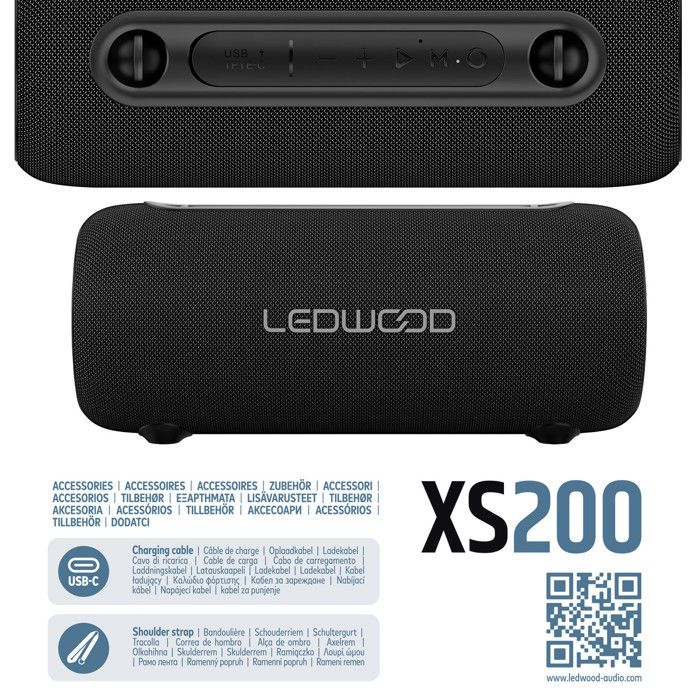 Enceinte Hifi Autonome 200W Ledwood XS200, Effet LED, Buetooth, IPX5 ...