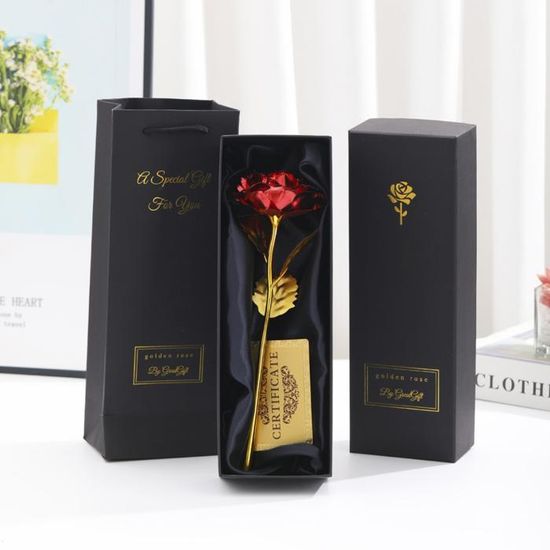 Coffret cadeau avec roses artificielles en feuille d'or, cadeau d ...