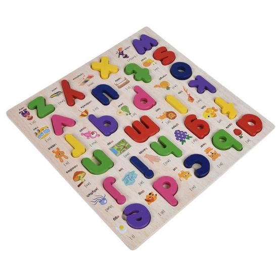 Atyhao casse-têtes lettres Puzzle alphabet bois coloré motif de dessin ...
