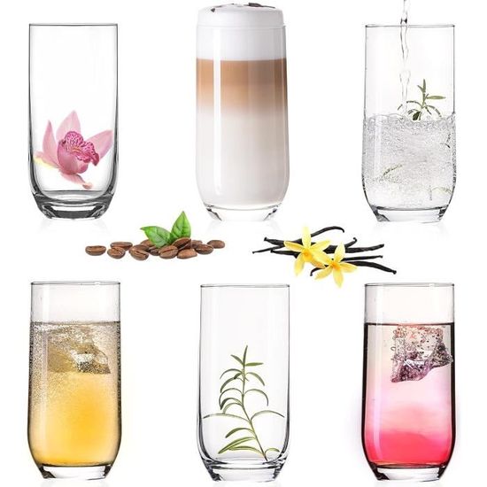 Verres À Boire Élégants En Verre 360Ml (Max. 440Ml) Set De 6 Pièces ...