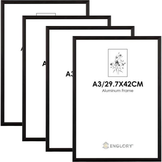 Lot de 4 cadres photo A3 en aluminium avec face avant en Perspex pour ...