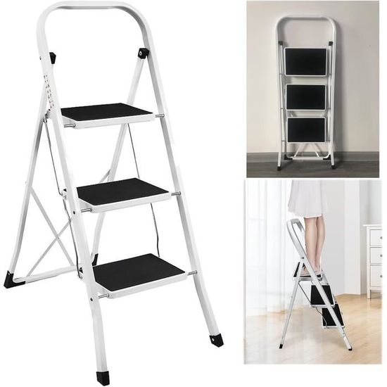 Echelle 3 marches, DAYPLUS pliable tabouret de cuisine portable avec ...