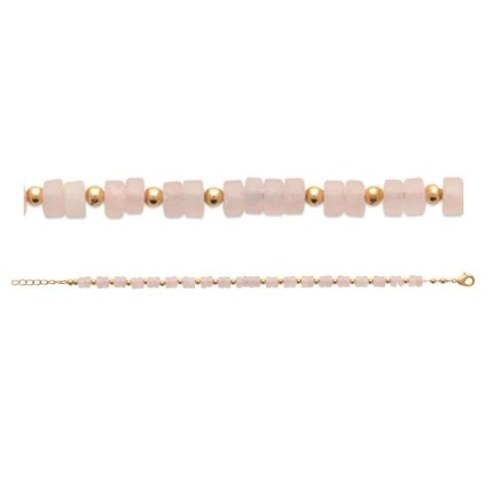 Bracelet Plaqué Or 'Mineralia' quartz rose doré - 5 mm [R5825] - Achat ...