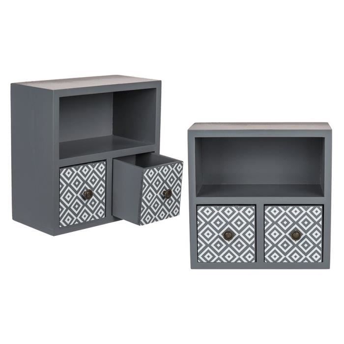Boîte déco en bois avec 2 tiroirs - Gris - Cdiscount Maison