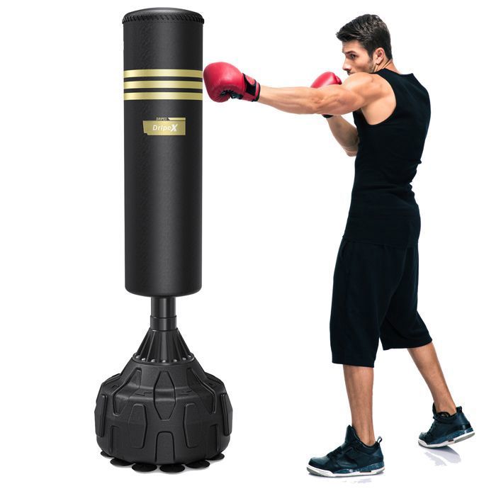 Sac de frappe boxe 165 cm punching ball sur pied adulte 12 ventouses ...