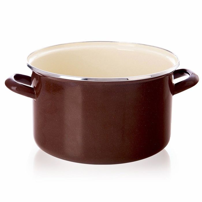 Marmite Émaillée Rétro - 4 Litres - 28,5 cm x 22 cm - Brun et Beige ...