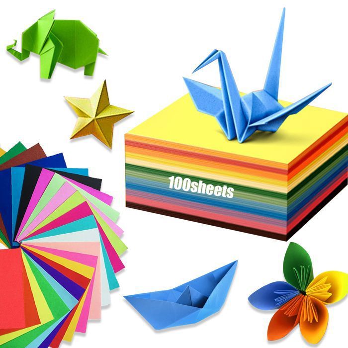 Papier origami 100 feuilles double face, couleurs vives pour pliage et ...