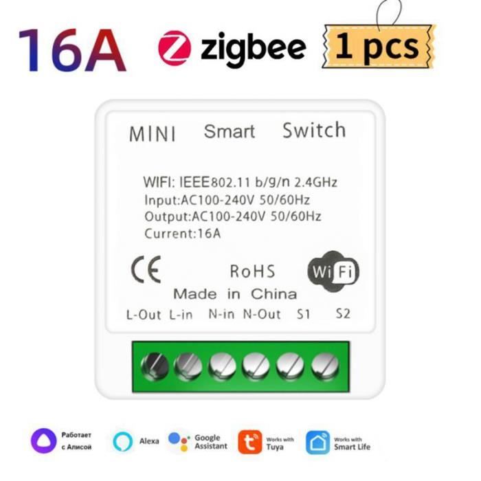 Wifi 16A-Mini interrupteur d'éclairage intelligent 16a Tuya Zigbee 3.0 ...