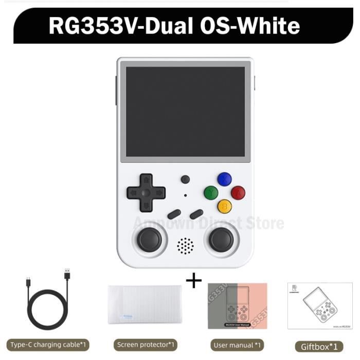 64G(10K Games) - RG353V blanc - Console de jeux vidéo Portable, écran tactile, Android 11, LINUX ...