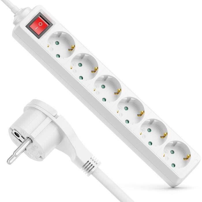 Multiprise À 6 Compartiments Avec Fiche Plate Et Interrupteur On-Off ...