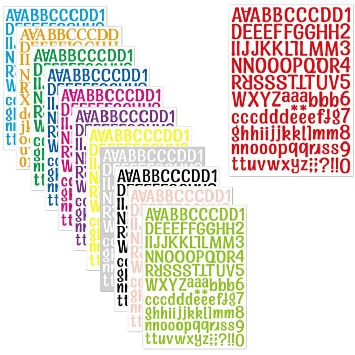 Alphabet Autocollant 1512 Pièces 12 Feuilles Adhésives Alphabet ...
