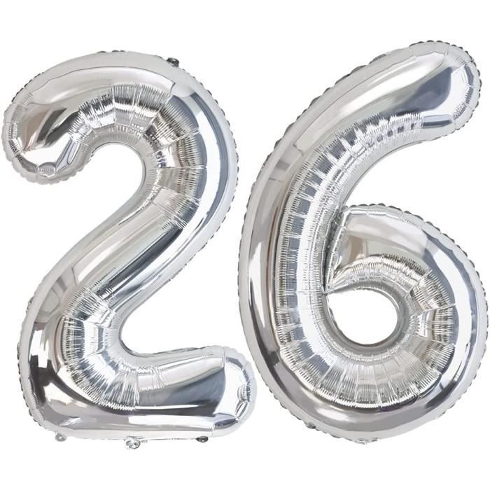 34Pouces Ballon Chiffre 26 - 62 Argent, 0 A 100 Ballon Age Gonflable ...