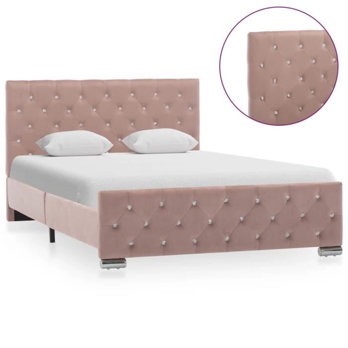 Cadre de lit Rose Velours 120x200 cm DIOCHE7807118425250 - Cdiscount Maison