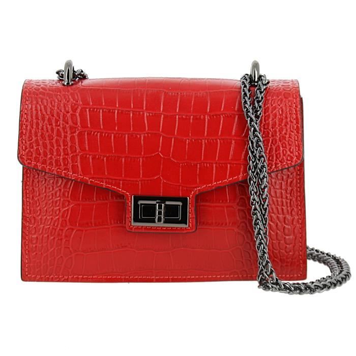 Sac bandoulière en Cuir Lizmore, croco rouge - Cdiscount Bagagerie ...